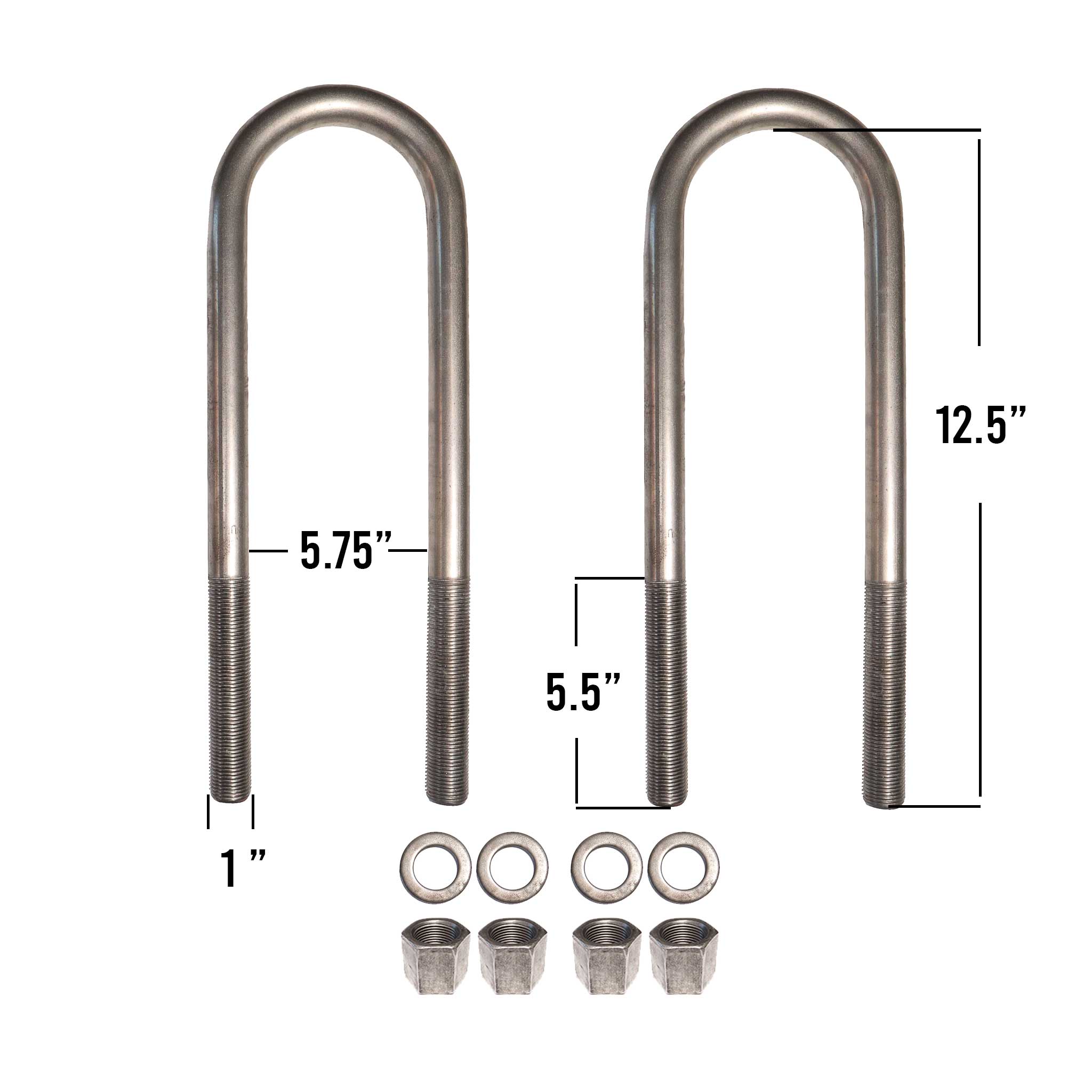 1" U-Bolt Kit | 5.75" Inside Diameter | 12.5" Legs | U-Bolt Store – U ...