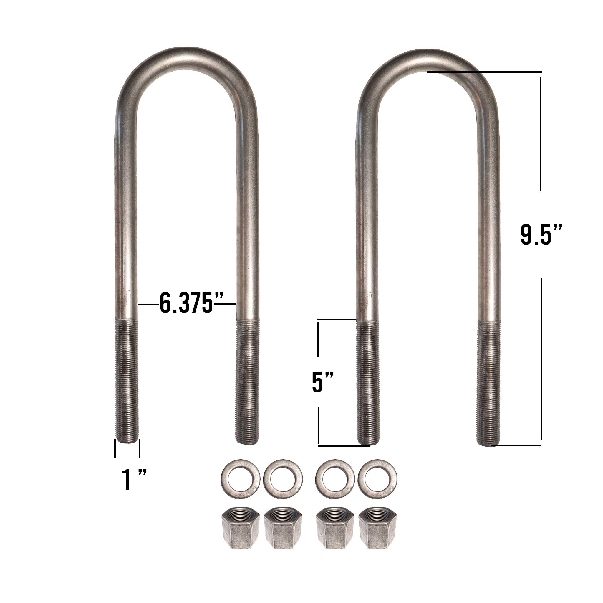 1" U-Bolt Kit | 6.375" Inside Diameter | 9.5" Legs | U-Bolt Store – U ...
